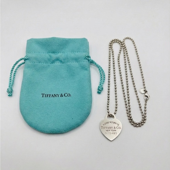 Tiffany & Co. | Jewelry | Tiffany Co Silver Heart Pendant With Blue ...